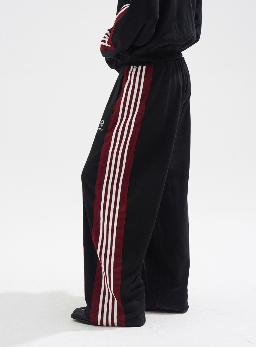 BLIND NO PLAN Striped Patchwork Baggy Sweatpants – Face 3 Face