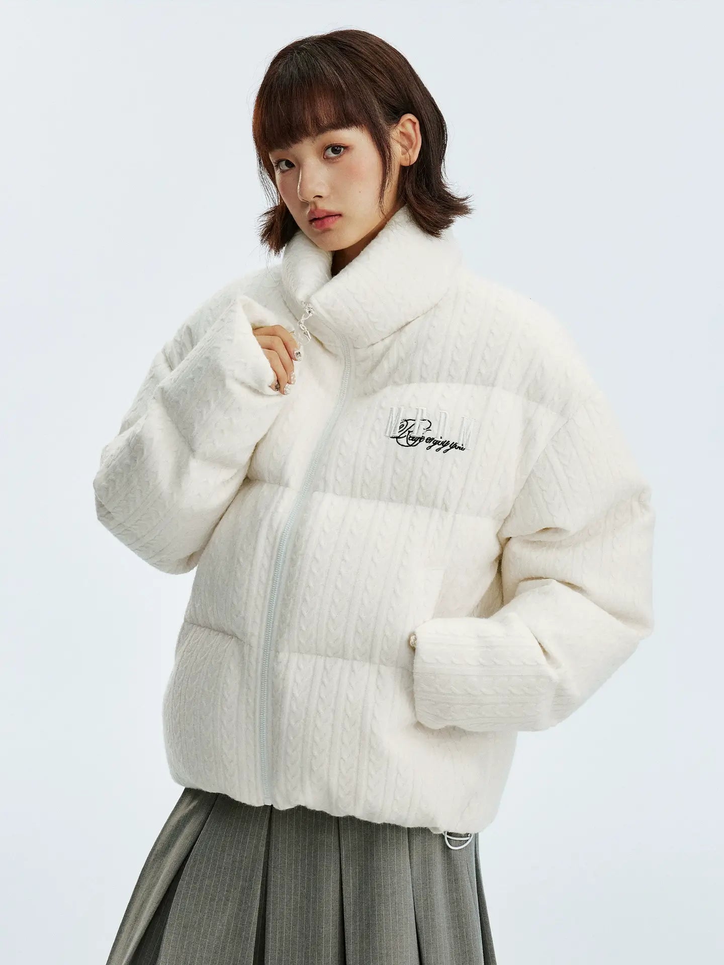 MEDM Cable Knit Down Jacket | Stylish Streetwear – Face 3 Face