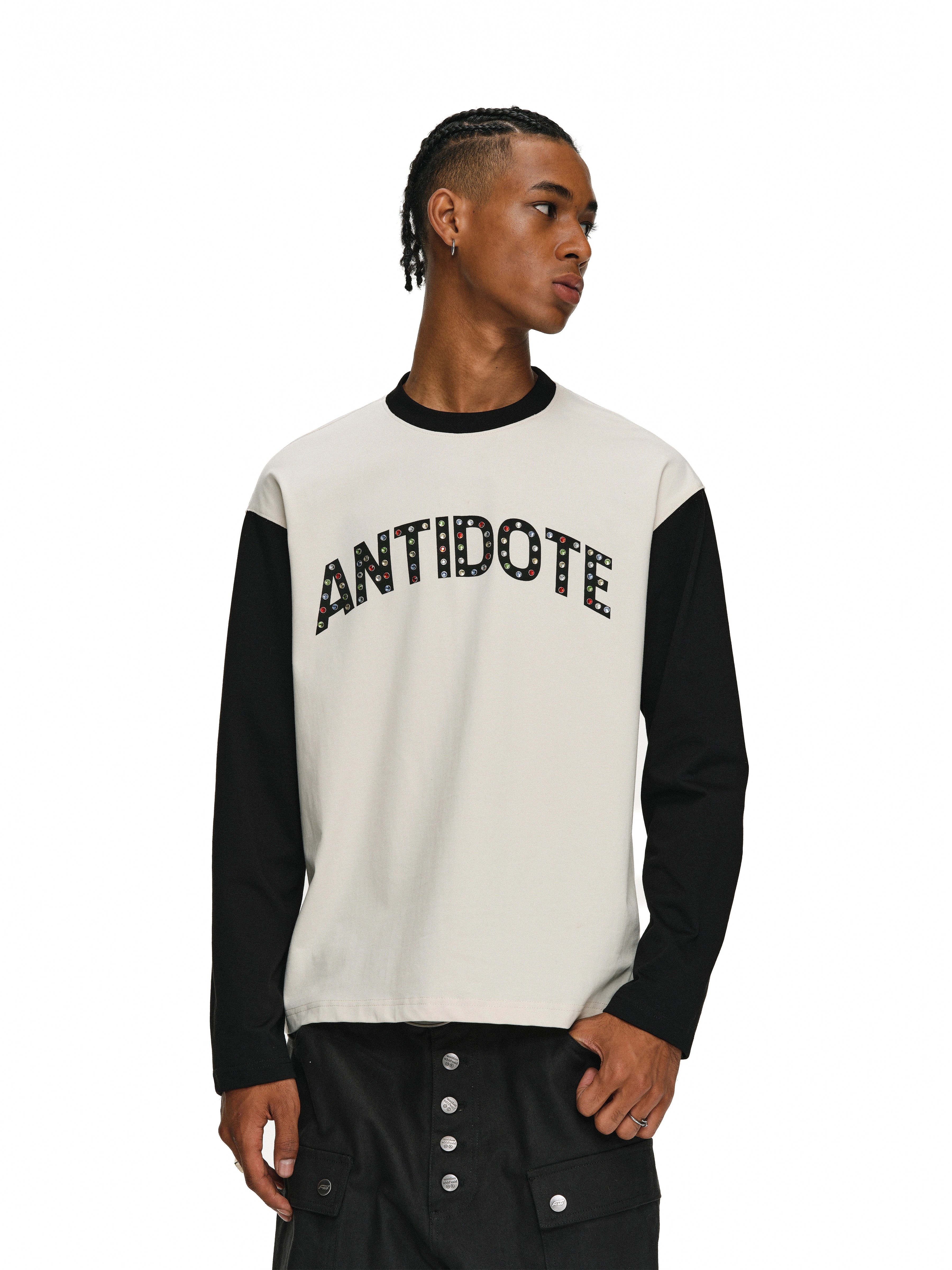 ANTIDOTE Color Stone Studded Long Sleeve Tee – Face 3 Face