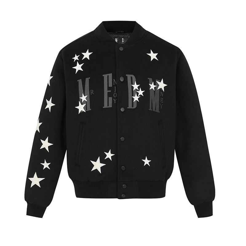 Shop Now MEDM Logo Star Patch Varsity Jacket – Face 3 Face
