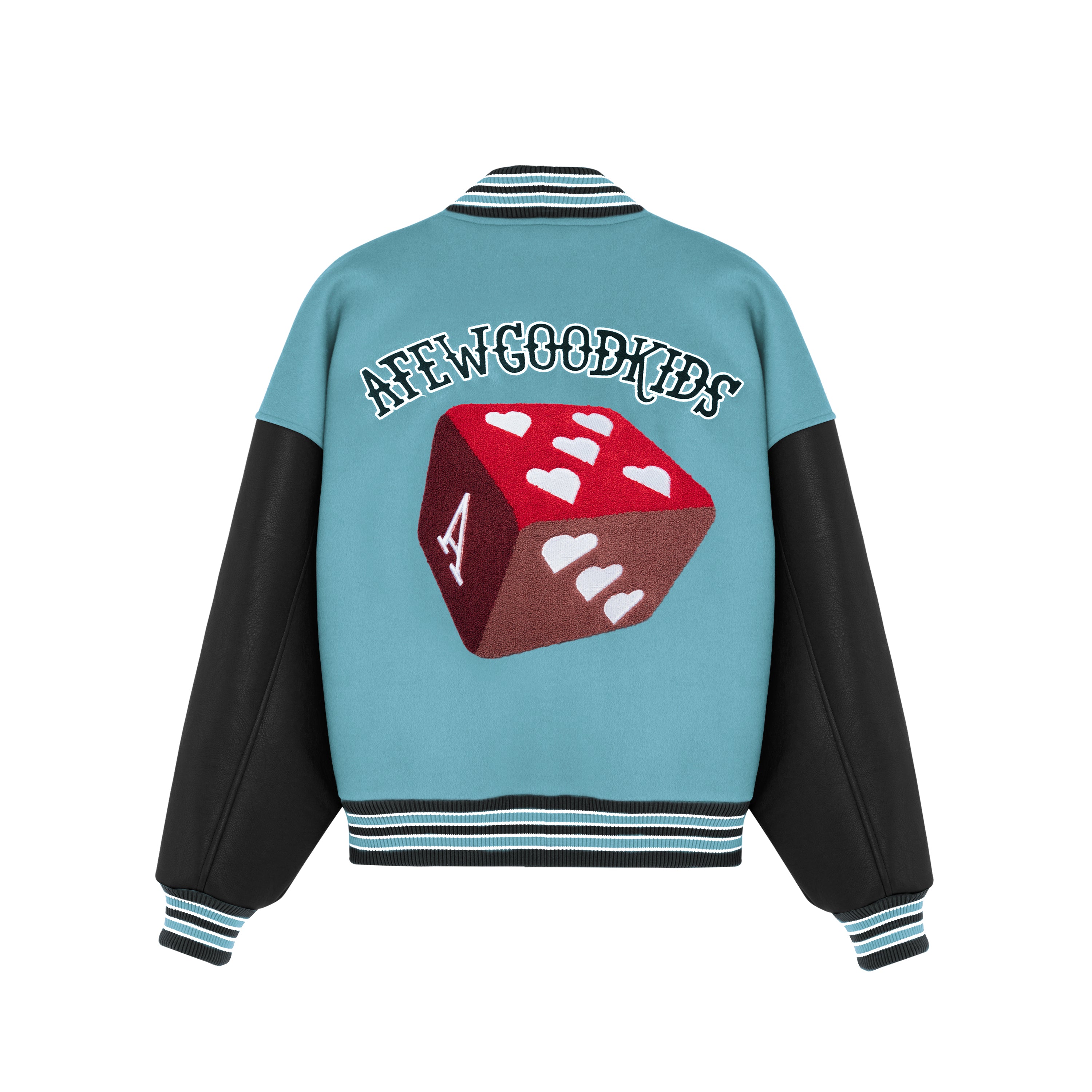 Buy Now AFGK Dice Leather Varsity Jacket – Face 3 Face